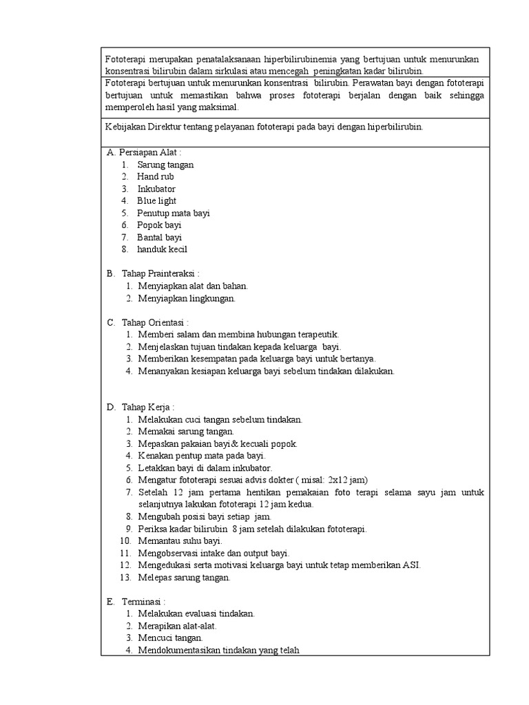 Sop Fototerapi | PDF