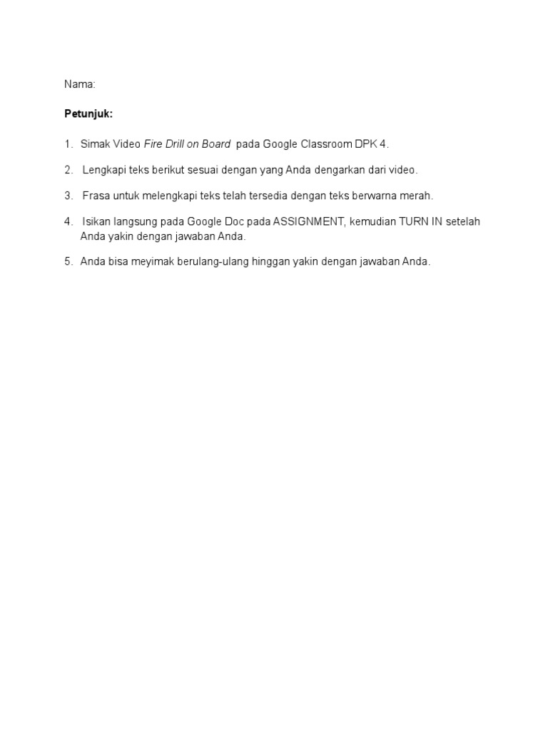 Template - Fire Drill On Board | PDF