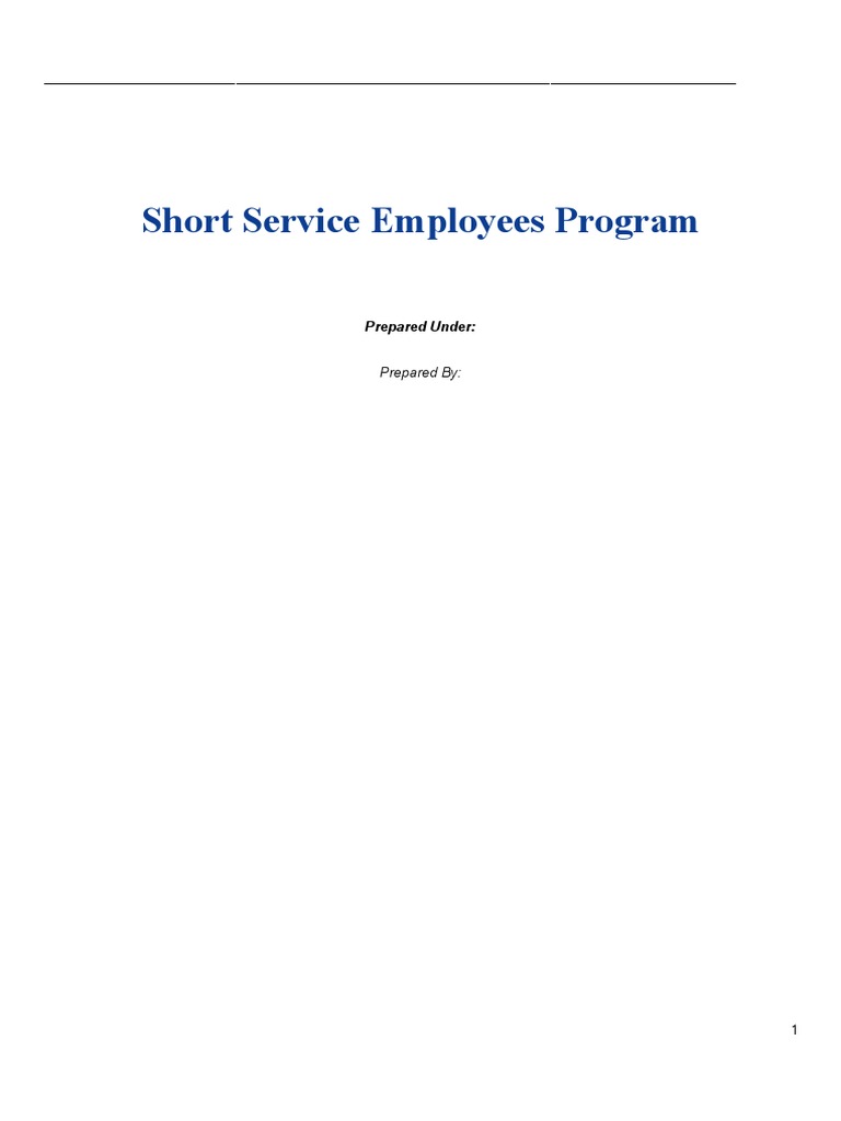 Short Service Employees Procedure | PDF | Supervisor | Risk