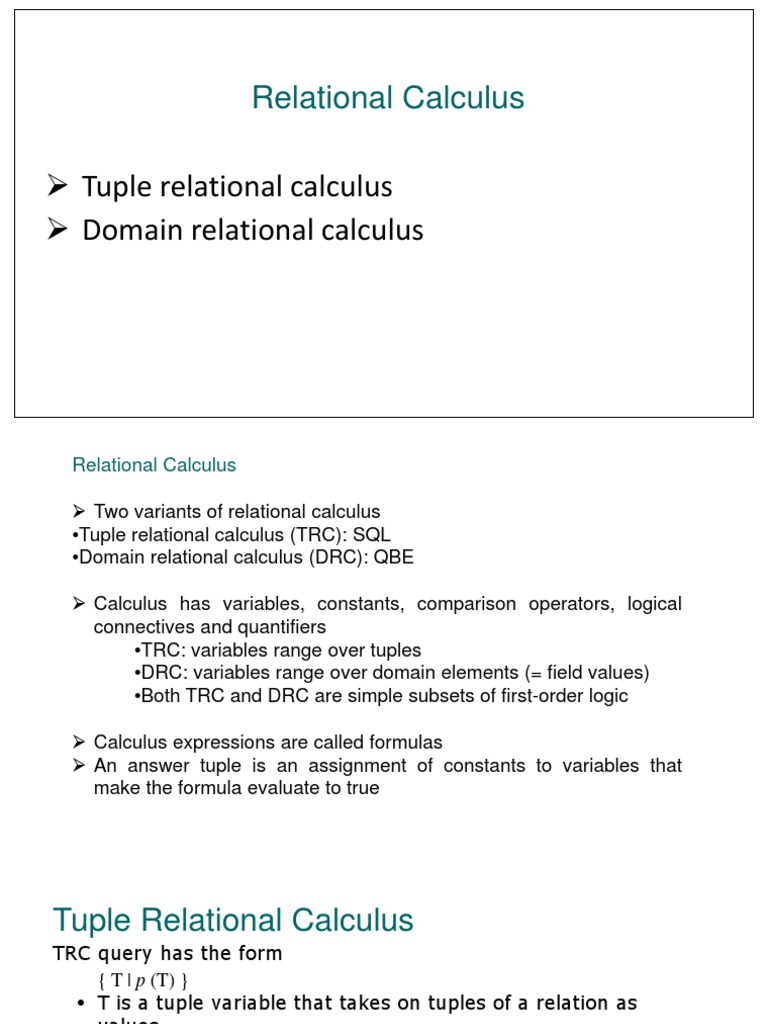 DBMS - Unit 3 - Notes (Relational Calculus) | PDF | Relational Model ...