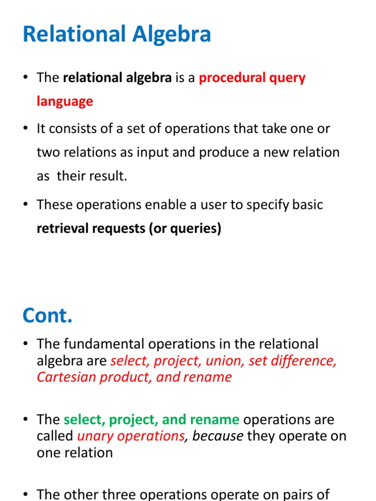DBMS - Unit 3 - Notes (Relational Algebra) | PDF | Relational Model ...