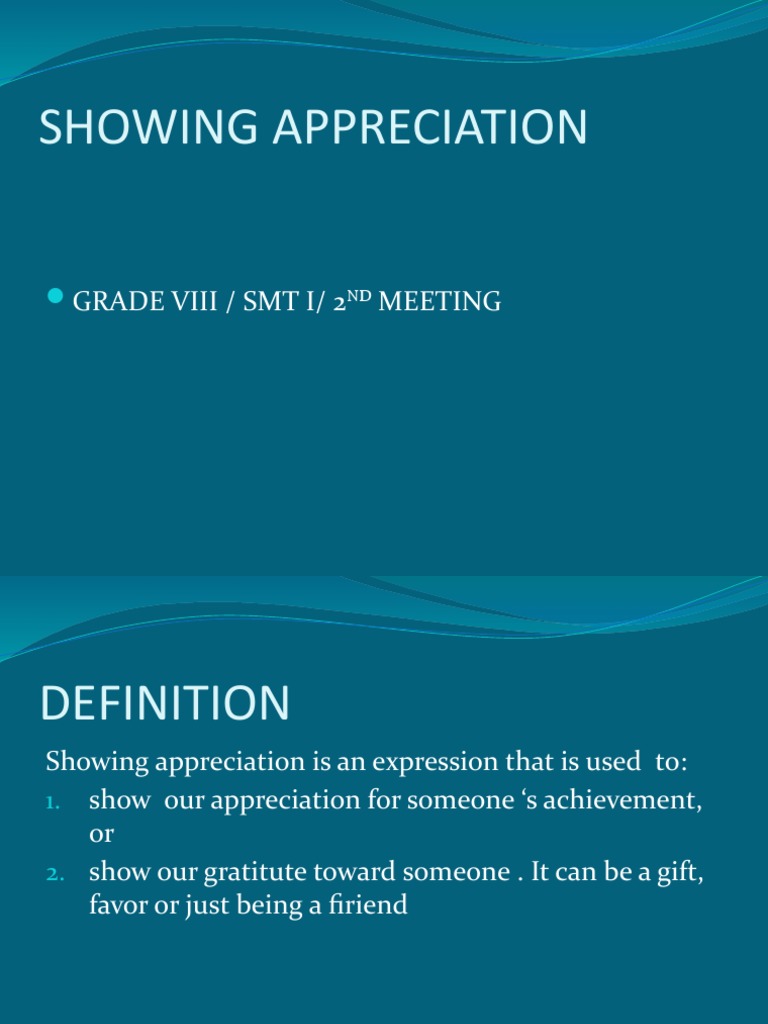 Showing Appreciation Grade 8 | PDF