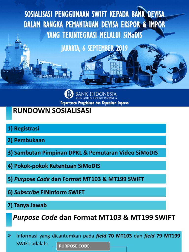SOSIALISASI - Purpose Code Dan Format SWIFT (SiModis) | PDF