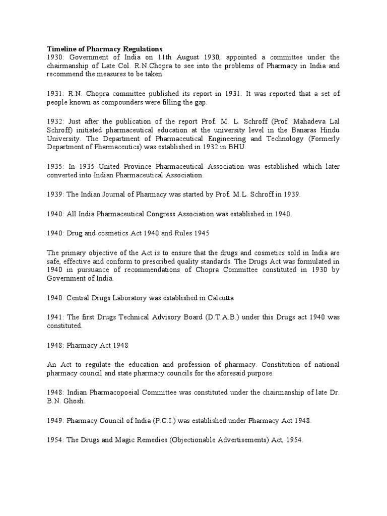 Timeline of PJ Regulation | Download Free PDF | Drugs | Pharmacist