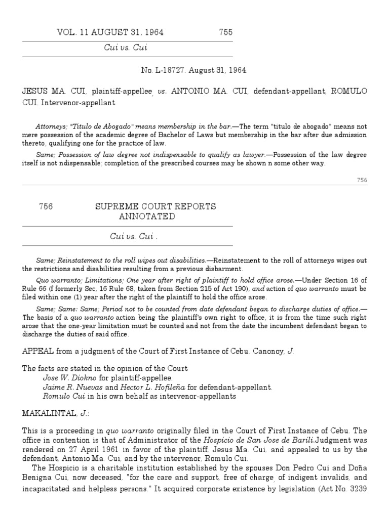 Cui vs. Cui | PDF | Lawyer | Government