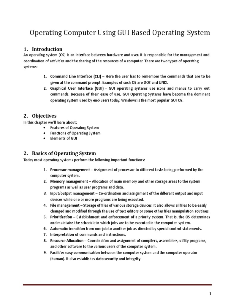 Operating Computer Using Gui Based Operating System | PDF | Graphical User Interfaces ...