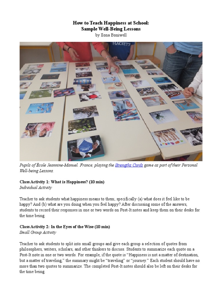 How To Teach Happiness at School: Sample Well-Being Lessons | PDF ...