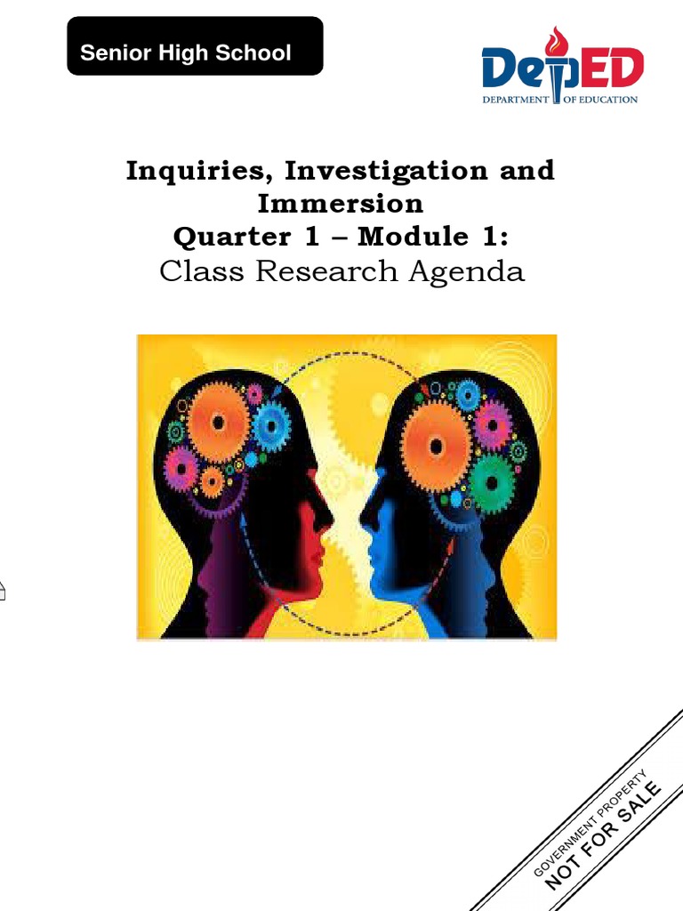 Class Research Agenda: Inquiries, Investigation and Immersion Quarter 1 ...