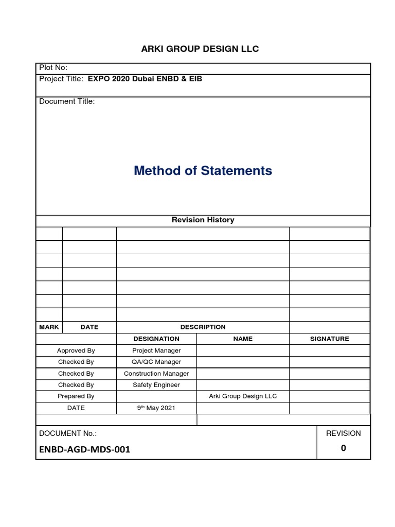 Method Statement For ENBD & EIB Works | PDF | Concrete | Paint