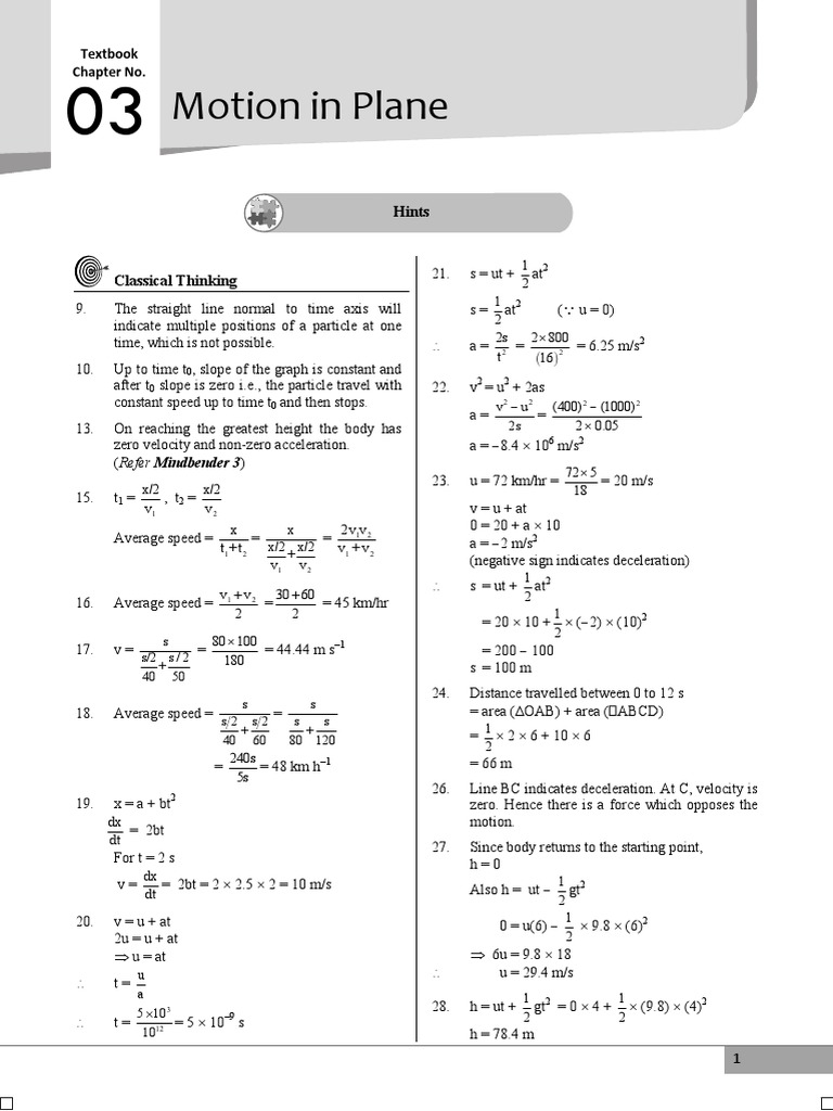 MHT Cet Physics Solution and Hints PDF of STD 11th and 12th Triumph | PDF | Acceleration | Velocity