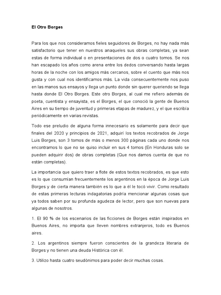 El Otro Borges | PDF | Cuentos