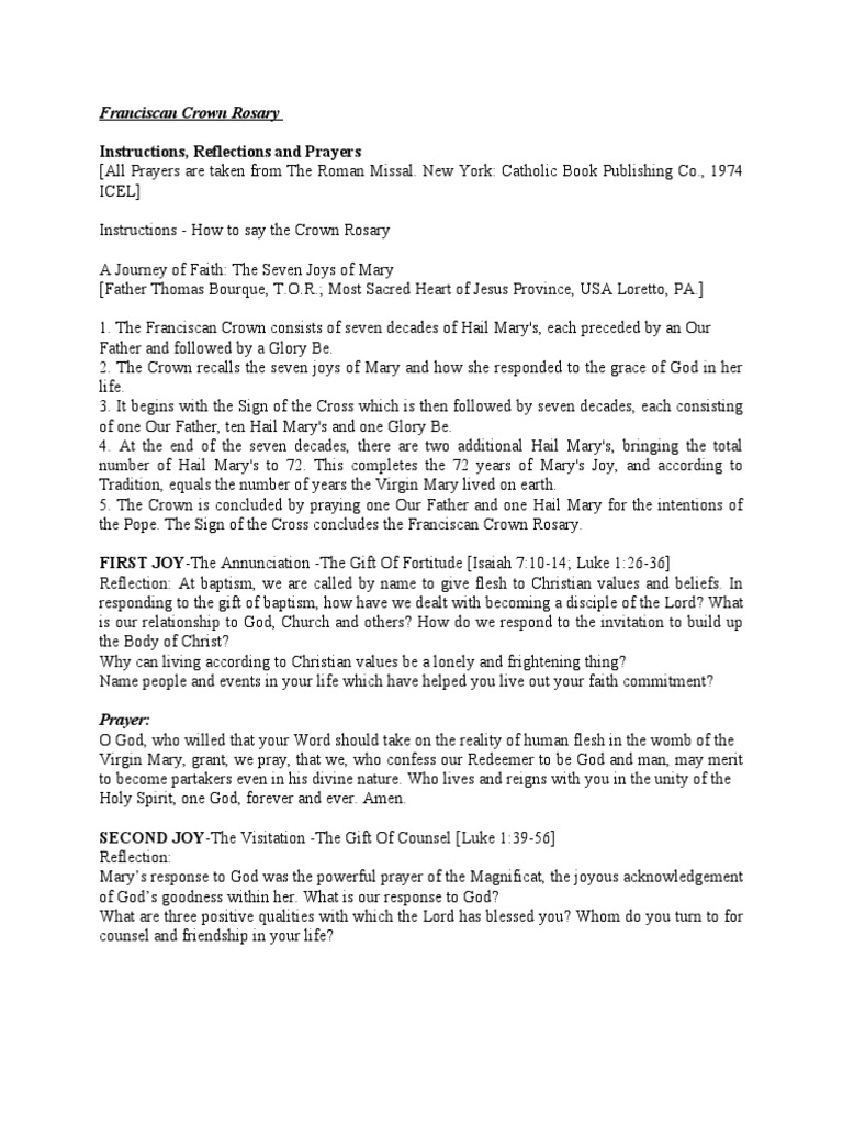 Franciscan Crown Rosary | Download Free PDF | Rosary | Mary, Mother Of ...