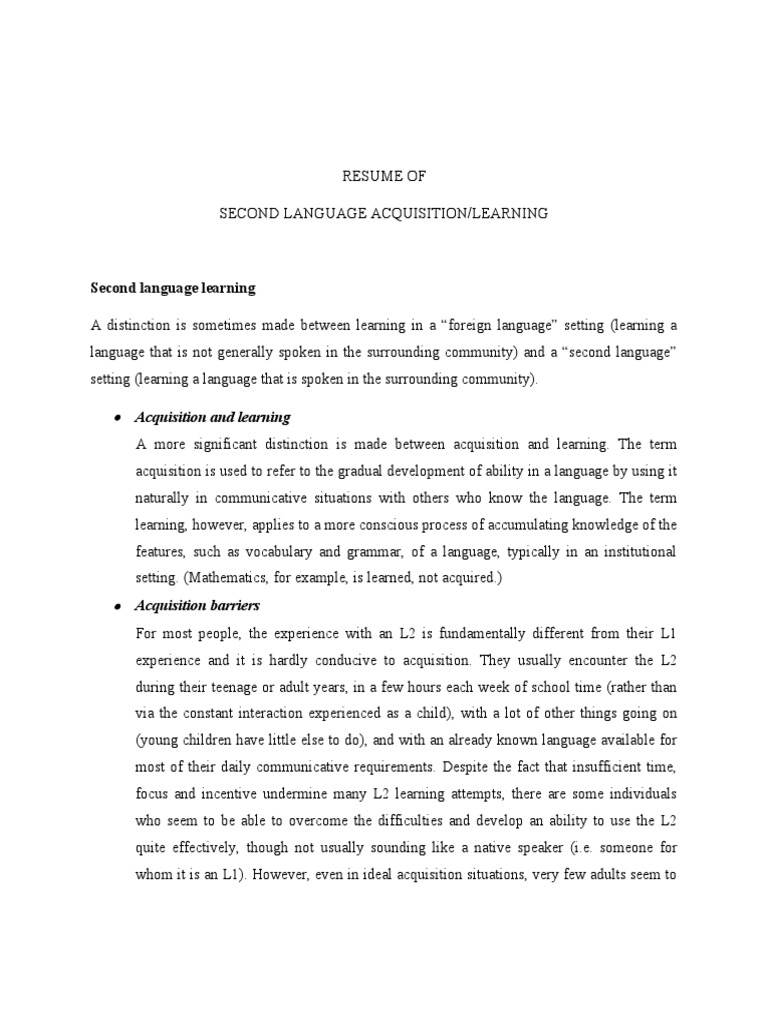 Second Language Learning | PDF | Second Language | Second Language ...