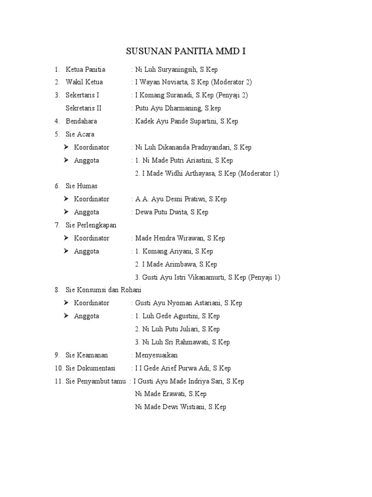 Susunan Panitia MMD I 2021 | PDF