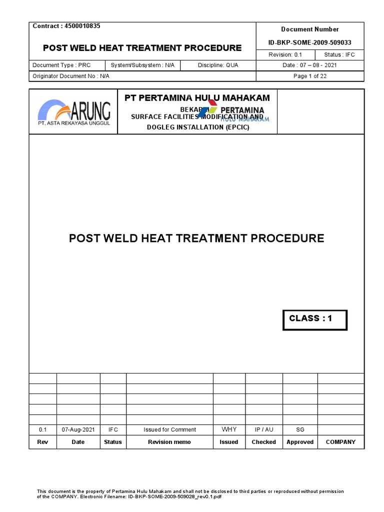 Post Weld Heat Treatment Procedure | PDF | Pipe (Fluid Conveyance ...