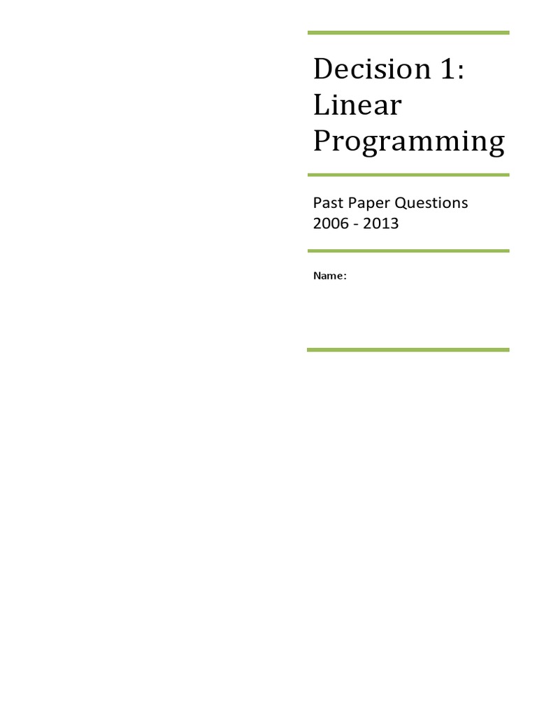 Exam Questions Linear Programming | PDF