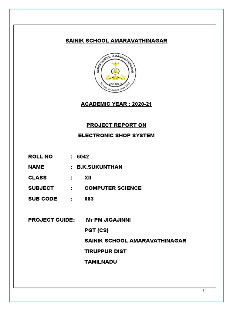 Project 1 - Class 11 - Electronic Shop System | PDF | Software Testing ...