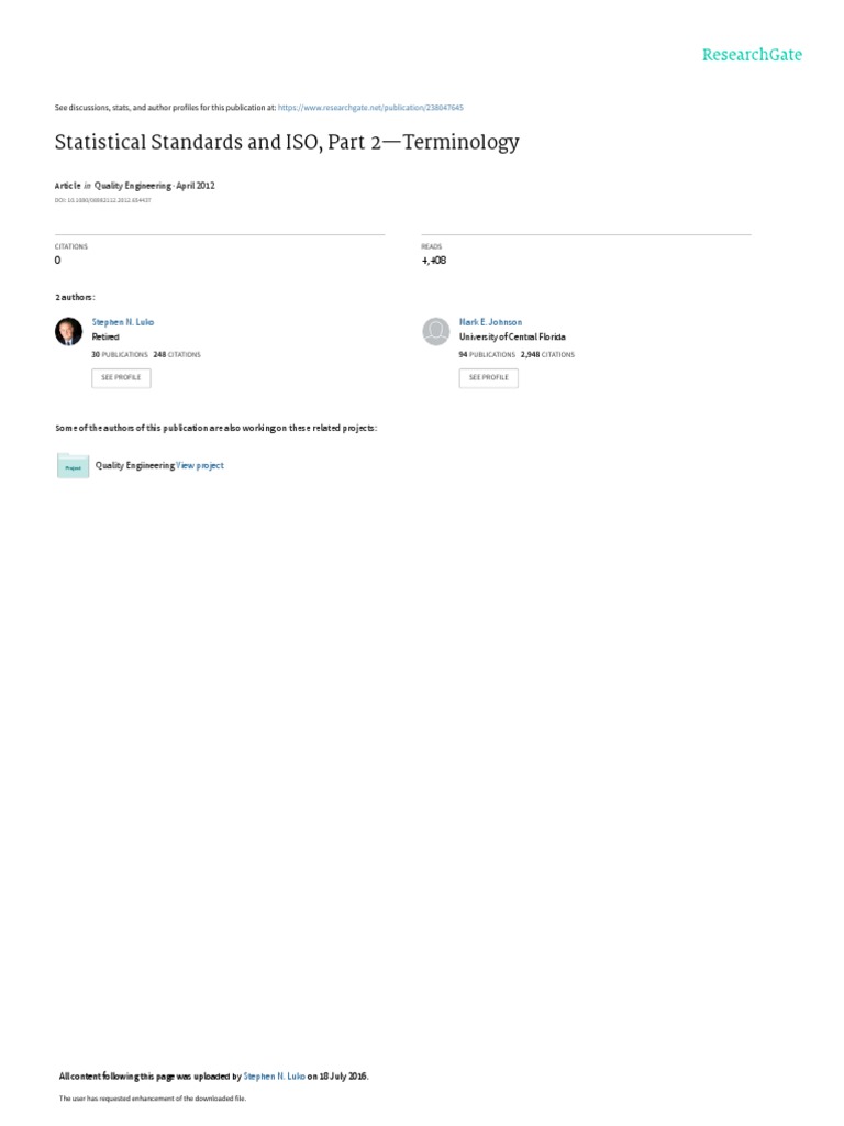 ISO 3534 Statistical Terminology | PDF | Probability Distribution ...