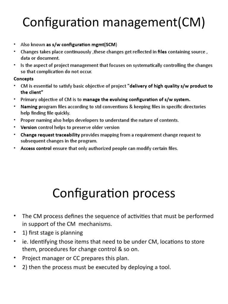 Configuration Management (CM) : Concepts The Client" | PDF | Computer ...