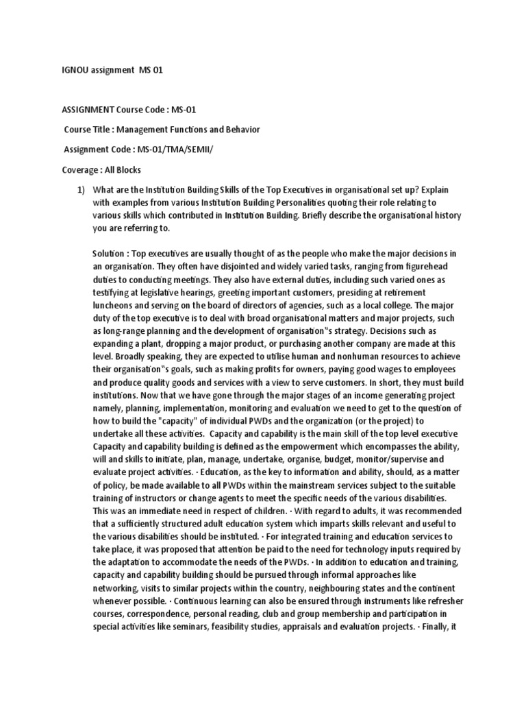IGNOU Assignment MS 01 | PDF | Leadership | Decision Making