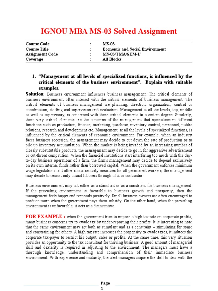 IGNOU MBA MS-03 Solved Assignment | PDF | Restructuring | Balance Of ...