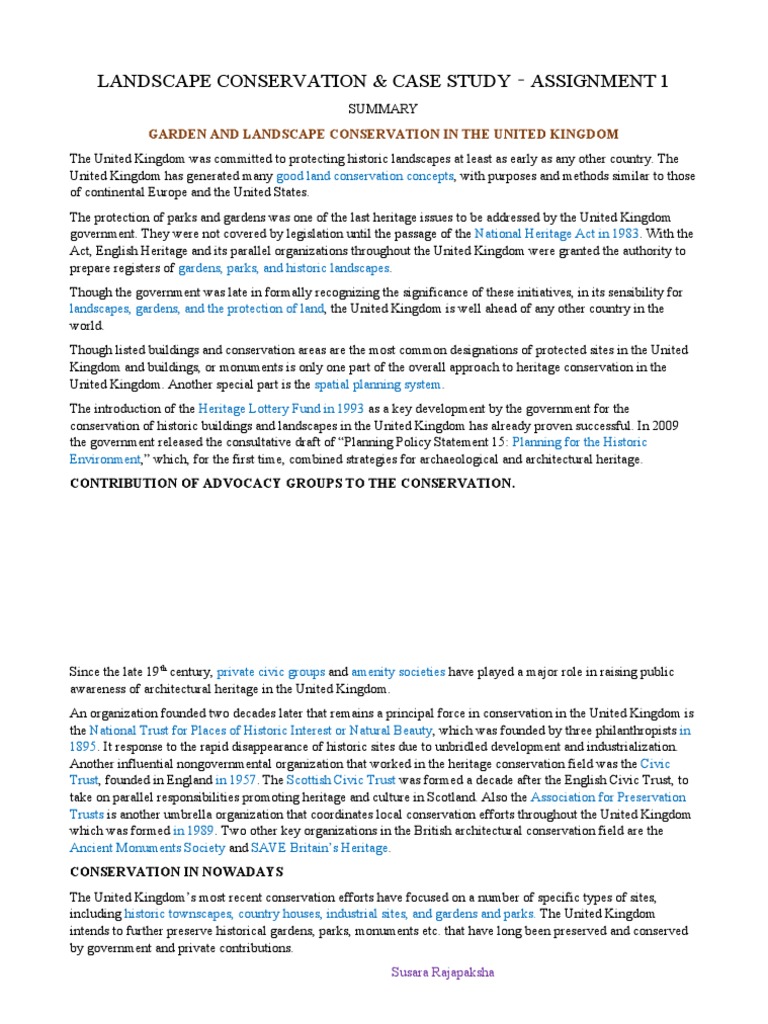 Landscape Conservation & Case Study - Assignment 1: Garden and ...