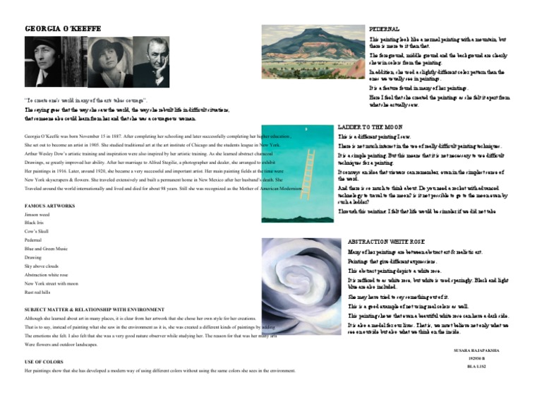 Georgia O'Keeffe: "To Create One's World in Any of The Arts Takes ...