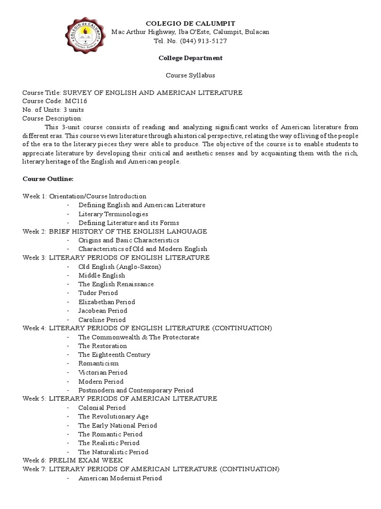 Survey of English and American Literature | PDF | English Literature ...