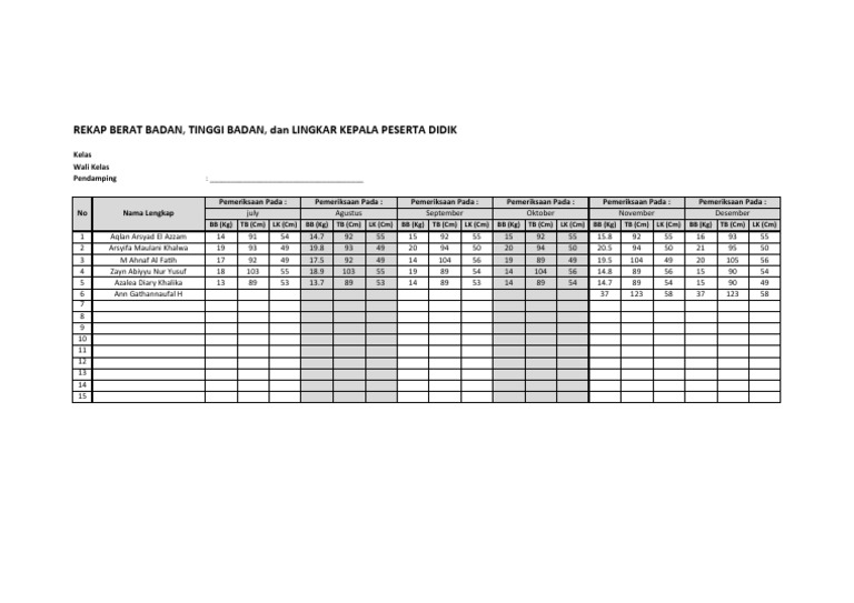 Rekap BB TB Dan LK | PDF