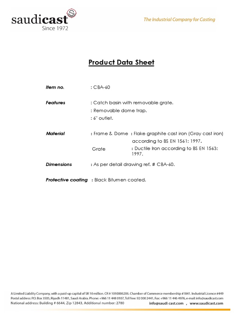 Catch Basins-Saudi Cast | PDF