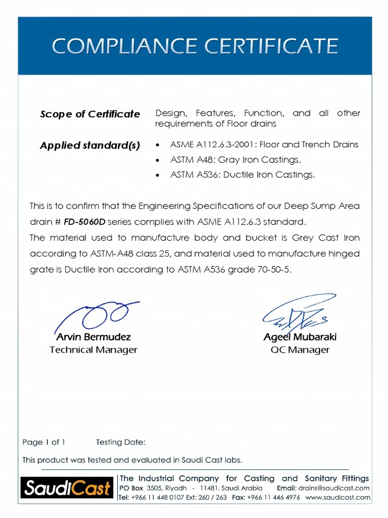 DR Area Drain Saudi Cast | PDF | Pipe (Fluid Conveyance) | Screw