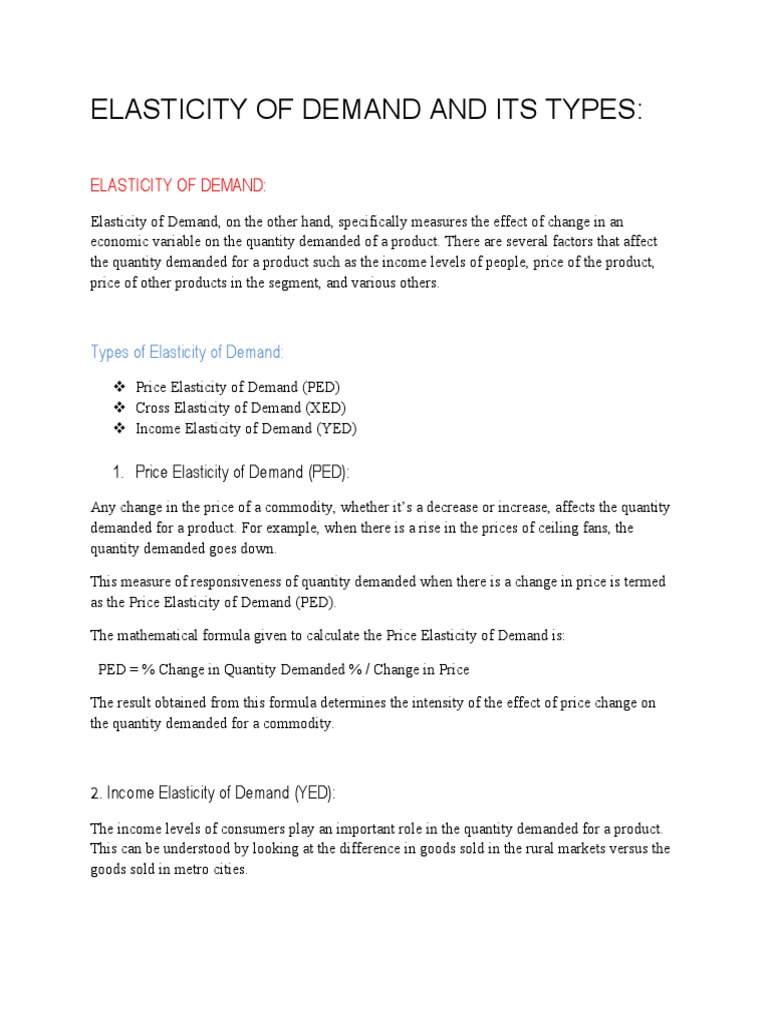 Understanding Price Elasticity of Demand: Definitions, Types, and ...