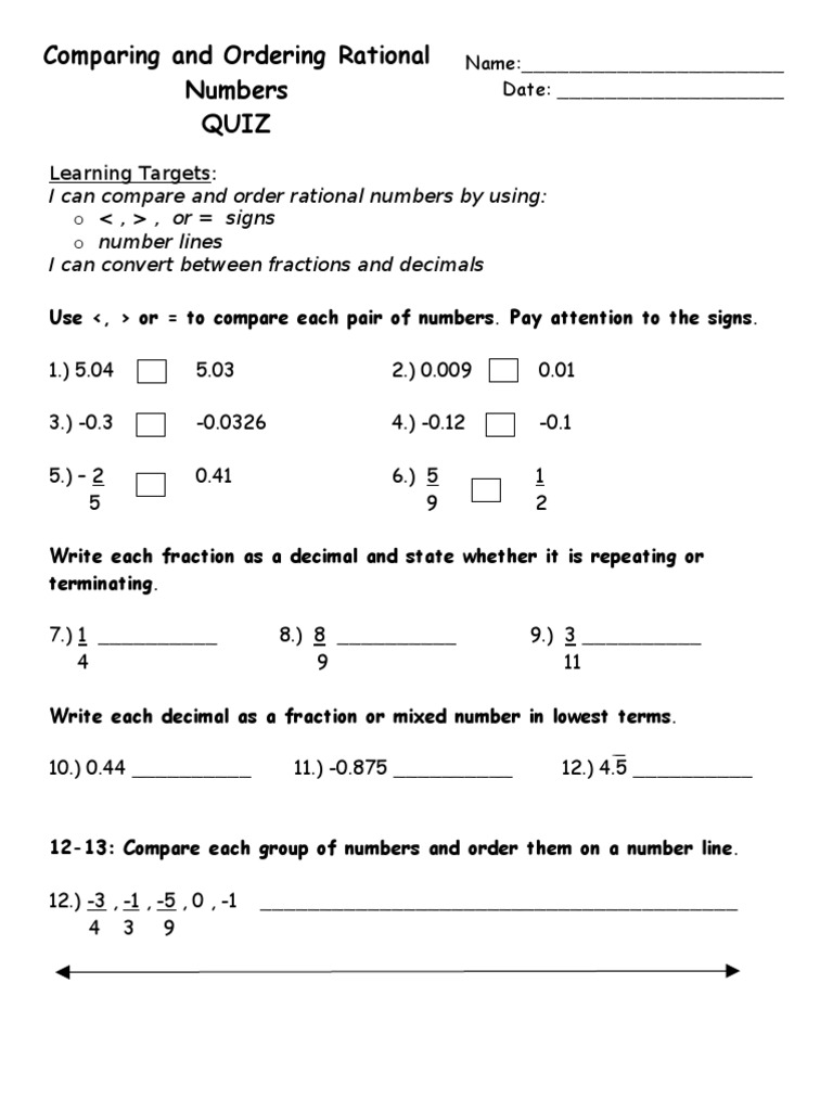 Comparing and Ordering Rational Numbers | PDF | Technology & Engineering