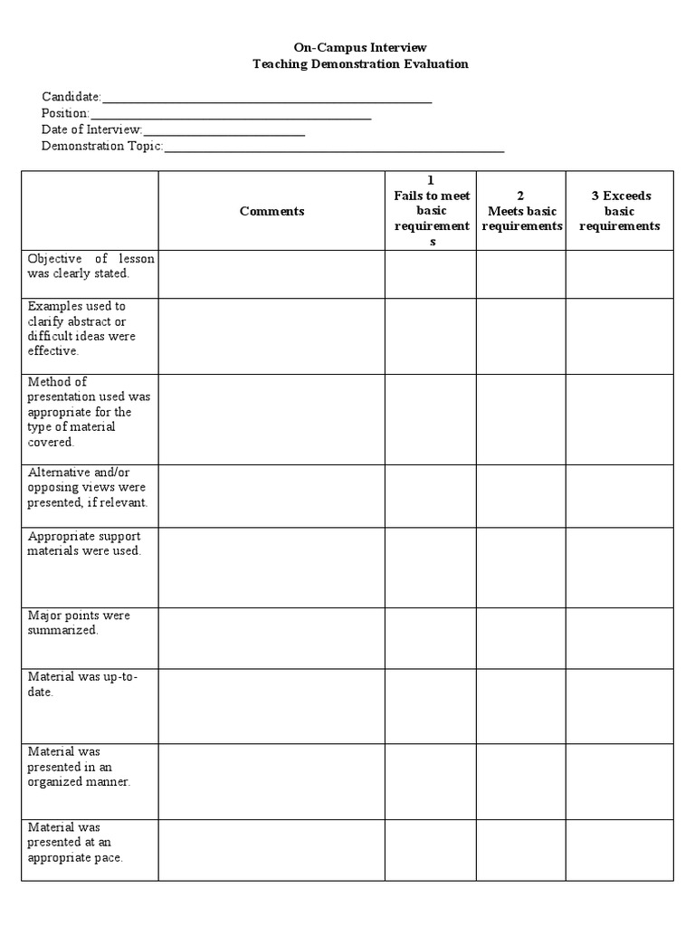 Teaching Demo Evaluation Form Asd | PDF