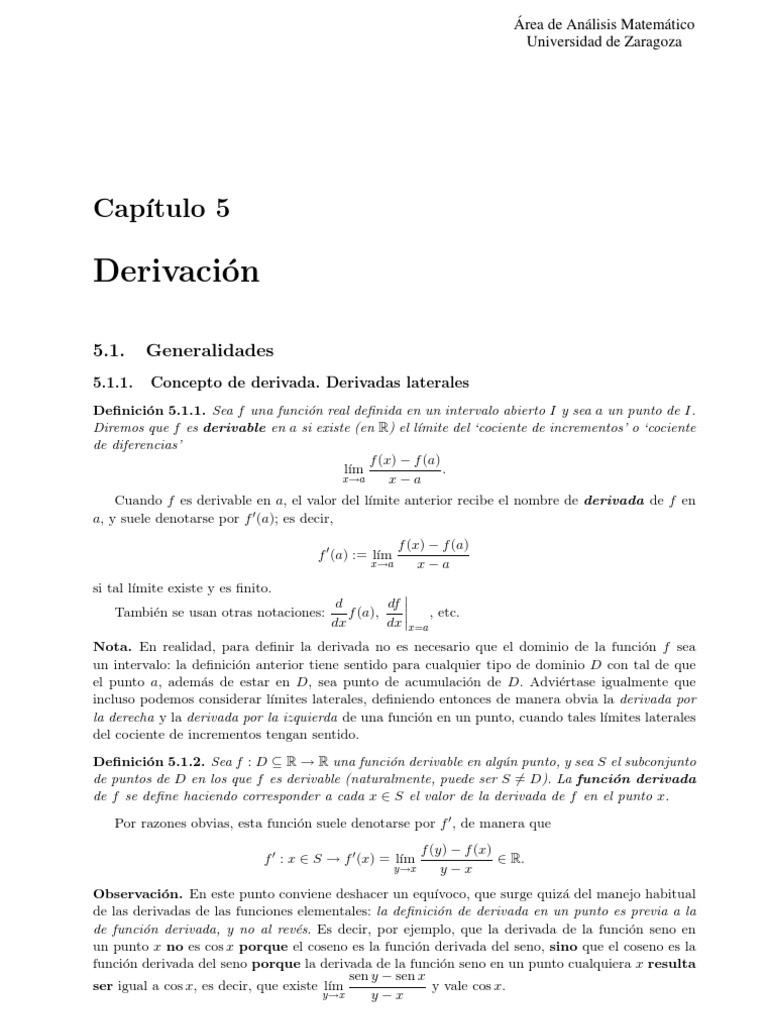 ANALISIS MATEMATICO - Derivación | PDF