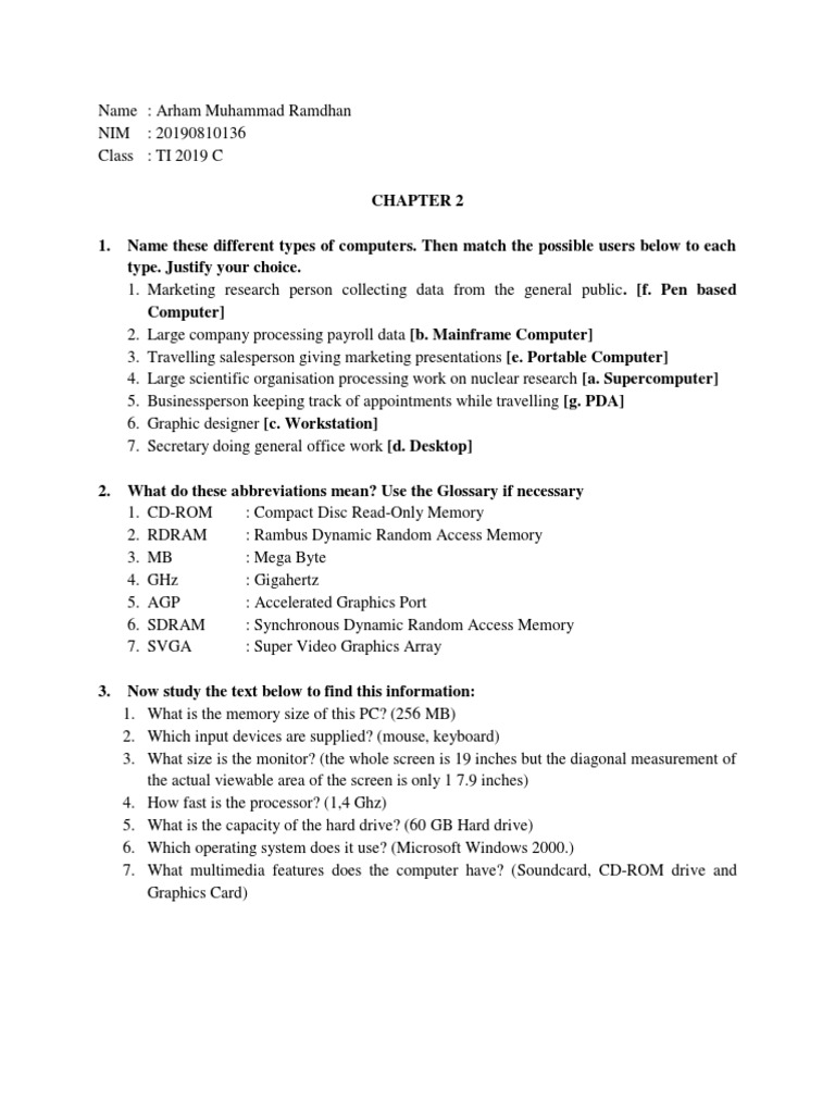 Instructions for Opening a Computer and Answering Related Questions ...
