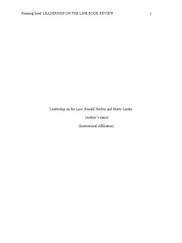 Leadership On The Line | PDF | Leadership | Reason