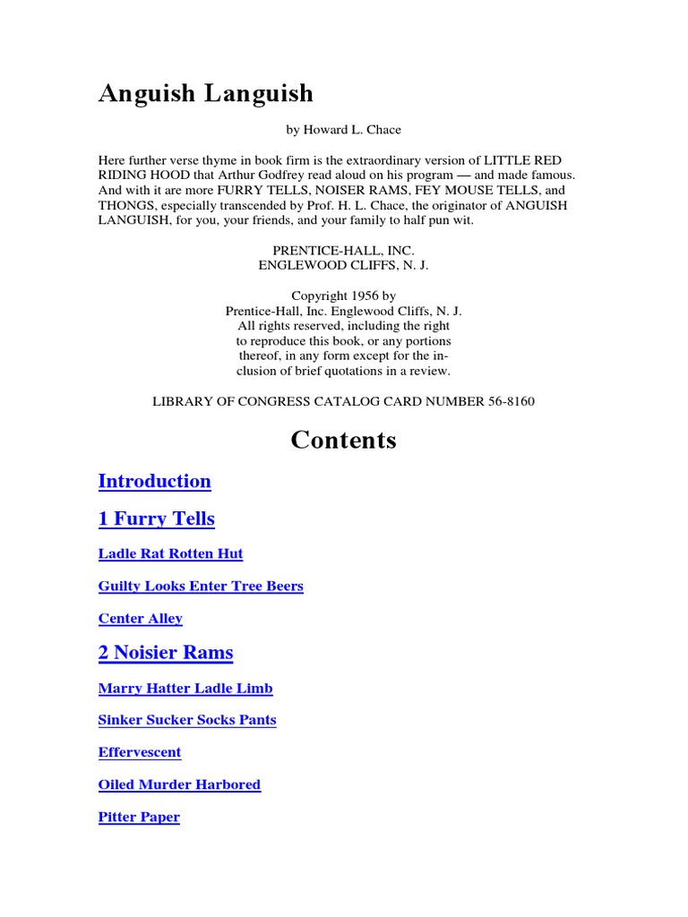 Anguish Languish: 1 Furry Tells | PDF | English Language