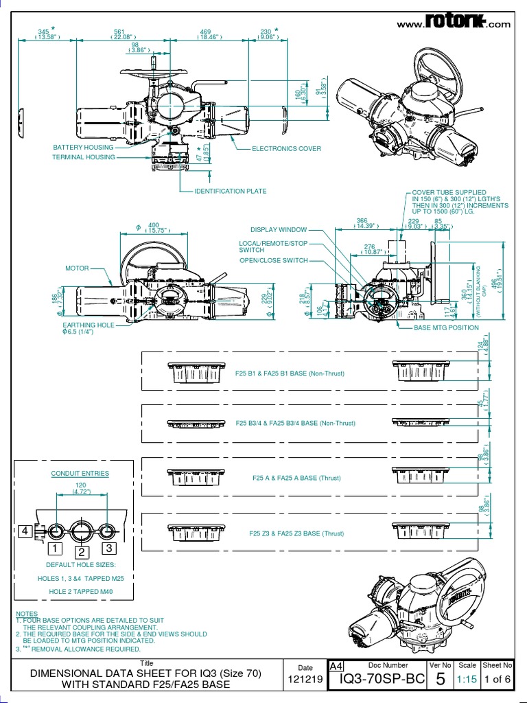 IQ3-70SP-BC: A4 1 of 6 Dimensional Data Sheet For Iq3 (Size 70) With ...