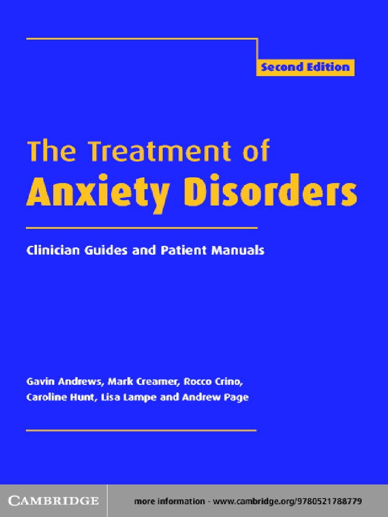 The Treatment of Anxiety Disorders Clinician Guides and Patient Manuals ...