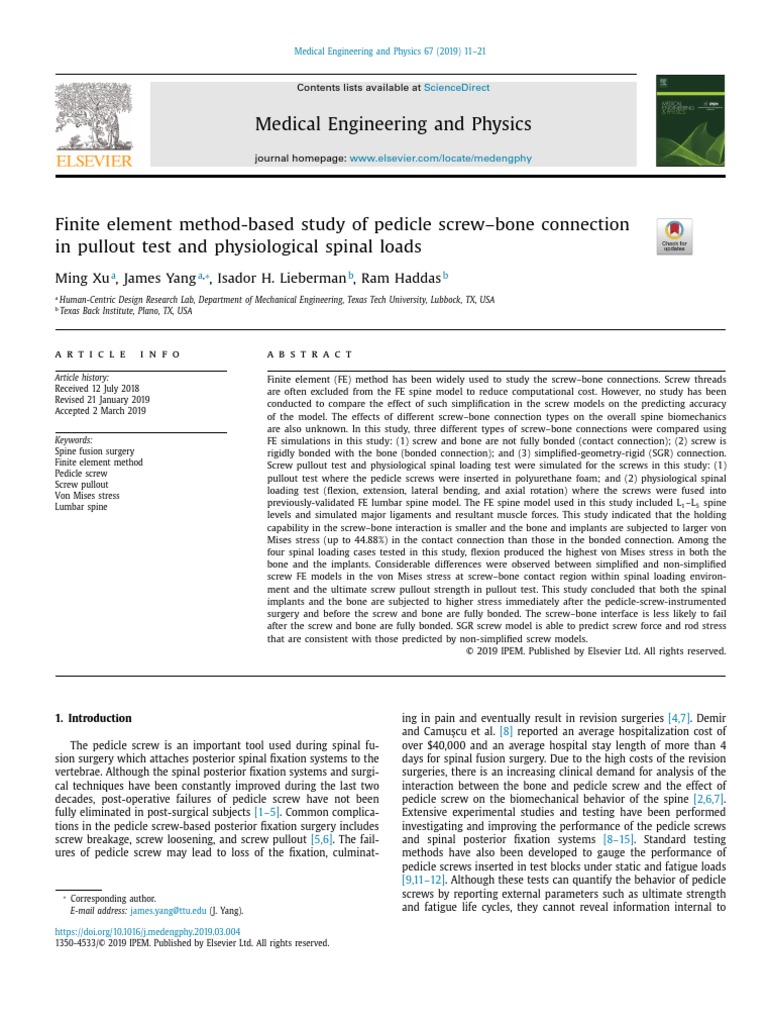 Xu2019 - Finite Element Method-Based Study of Pedicle Screw-Bone ...