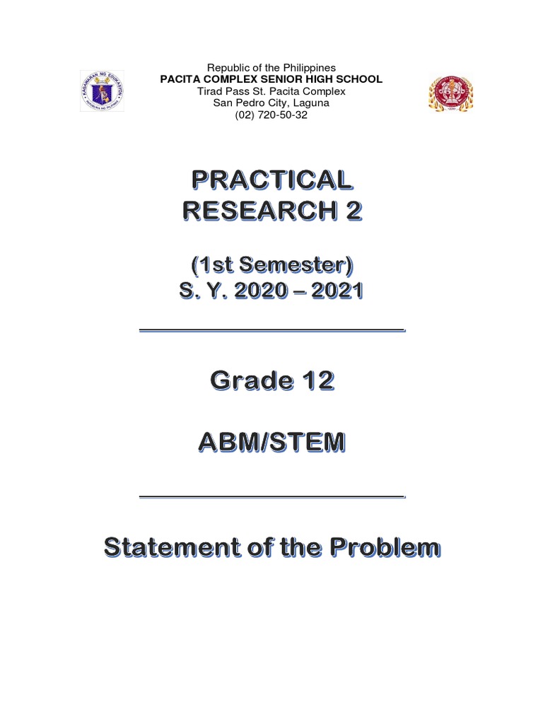 PR Statement of The Problem | PDF | Thesis | Goal
