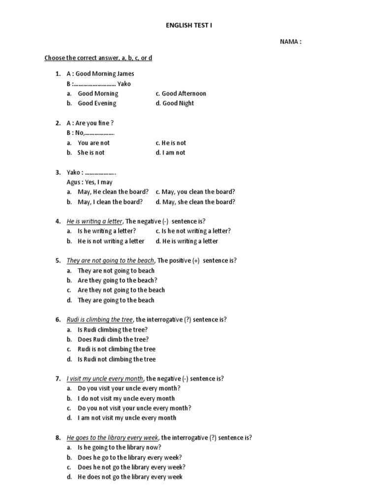 English Test I | PDF