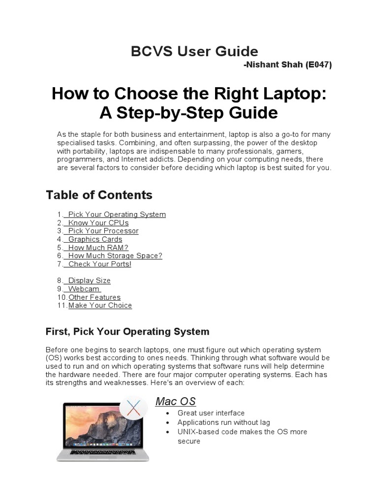 How To Choose The Right Laptop A Step-by-Step Guide | PDF | Laptop ...