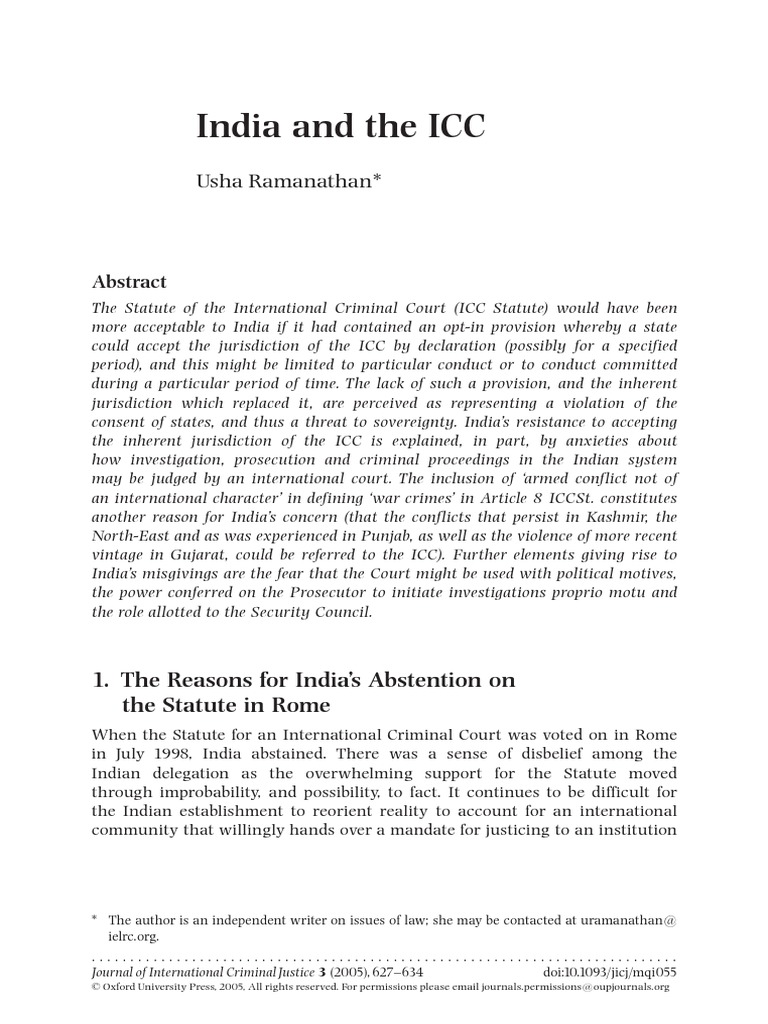 Ramanathan Usha Ramanathan India and The ICC | PDF | International ...