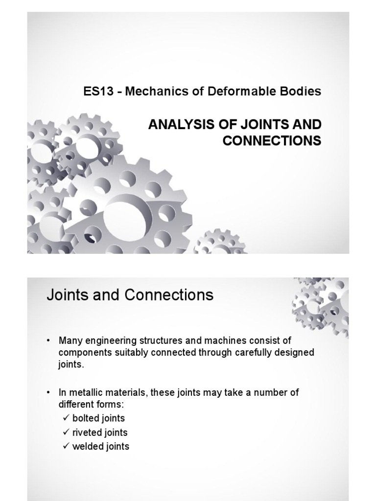 Analysis of Joints and Connections | PDF | Stress (Mechanics) | Rivet