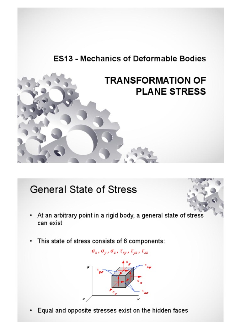 Plane Stress Transformation Equations | PDF | Stress (Mechanics ...