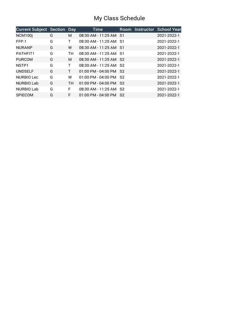 My Class Schedule | PDF
