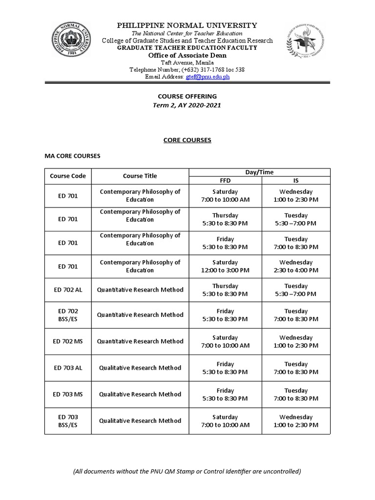 Philippine Normal University: Office of Associate Dean | PDF ...