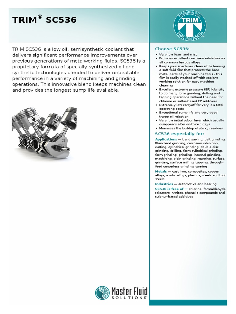 Trim SC536: Low-Oil Semisynthetic | PDF | Grinding (Abrasive Cutting ...
